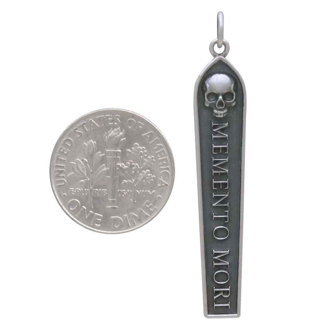 Sterling Silver Memento Mori Bar Pendant – Poppies Beads n' More